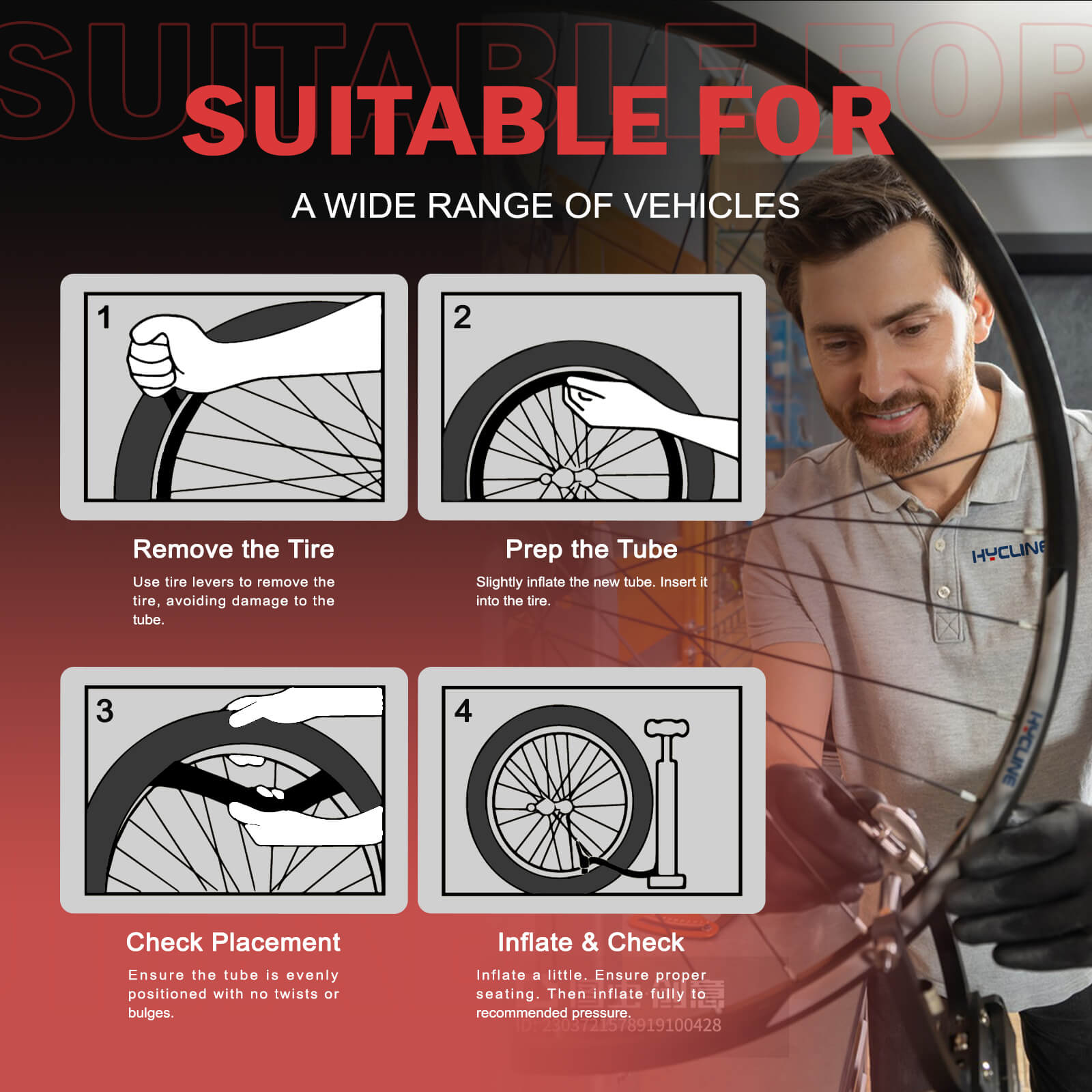 Hycline Matched Bike Inner Tubes Set - 14 to 29 inches